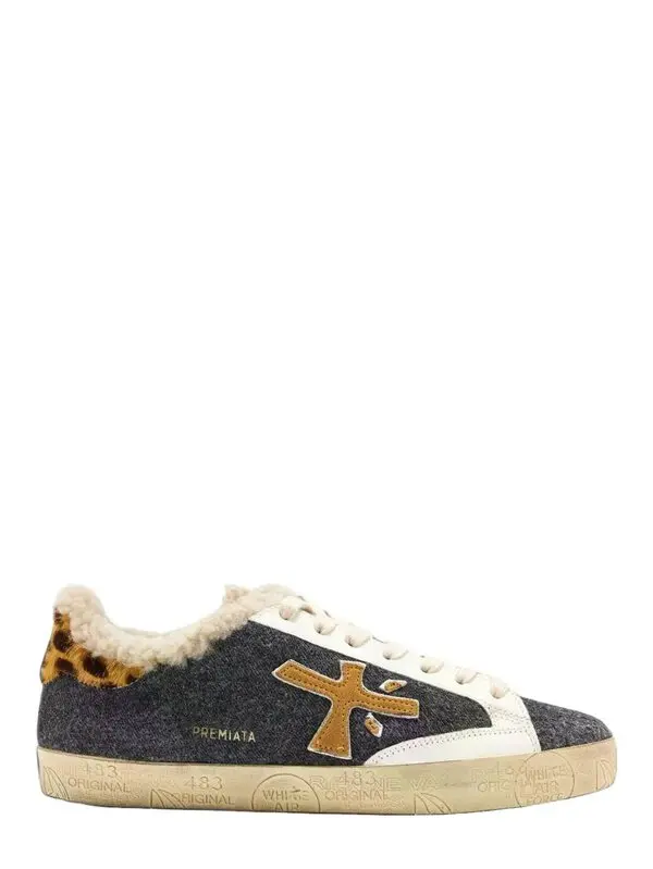 Premiata Steven D Shearling-trim Sneakers - Grey