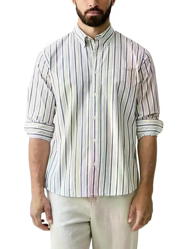 BENETTON Vertical-stripe Button-down Shirt - White