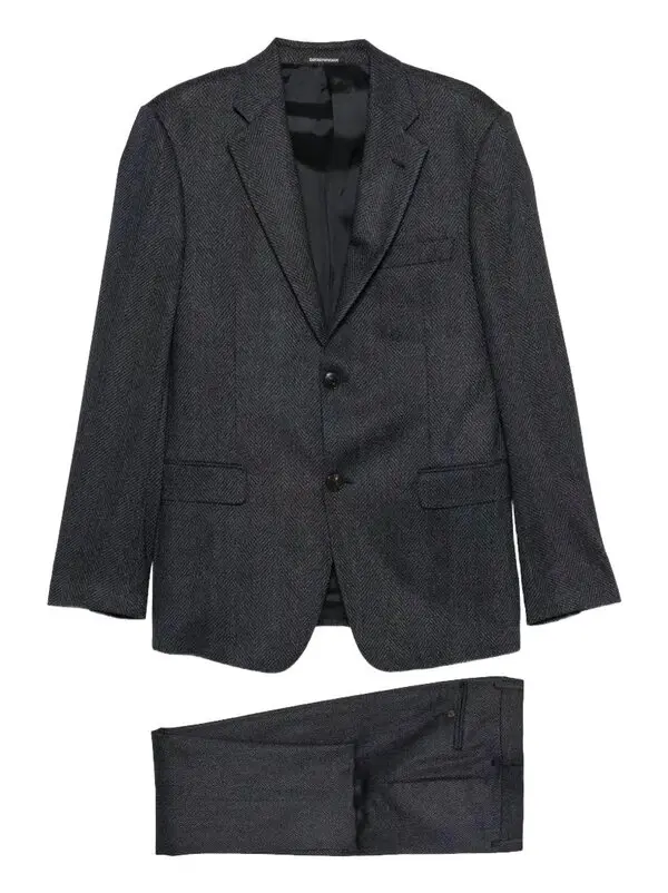 Emporio Armani Herringbone Suit - Grey