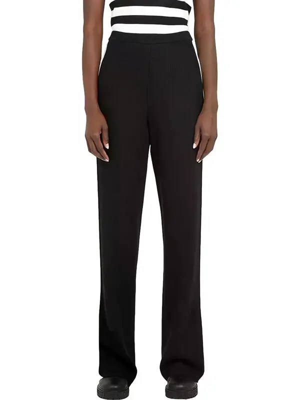 FERRAGAMO Ribbed-knit Side-stripe Trousers - Black