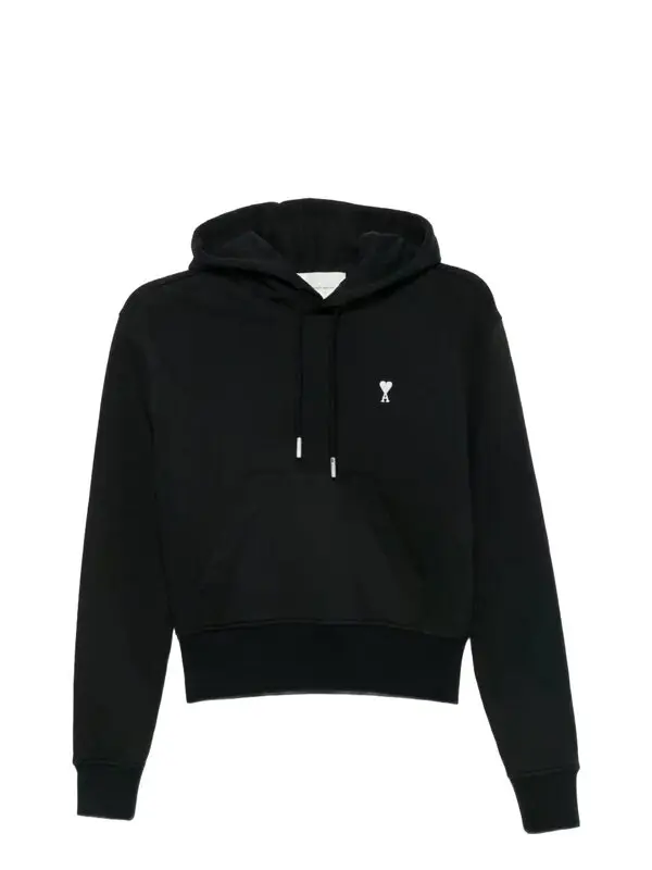 AMI Paris De Coeur Logo Hoodie - Black