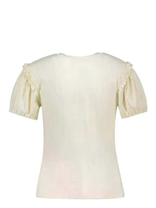 Simone Rocha Pointelle Puff-sleeve Blouse - Neutrals