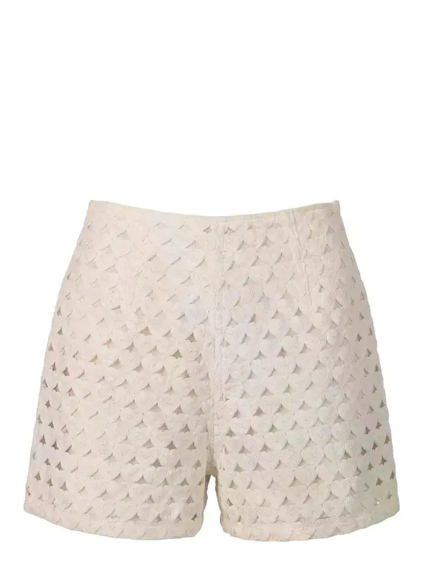 Valentino Garavani Heart-motif Crochet-knit Shorts - Neutrals