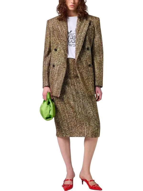 MSGM Pencil Midi Skirt - Brown