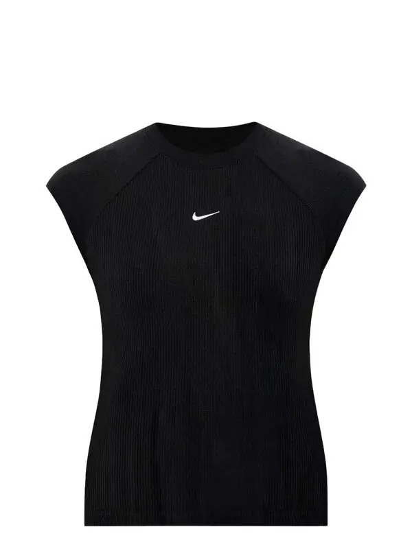 Nike Ribbed Logo-embroidered Top - Black