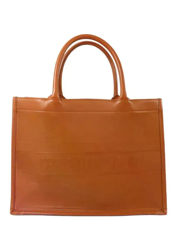 Dior Small Book Tote Embossed-logo Tote Bag - Brown