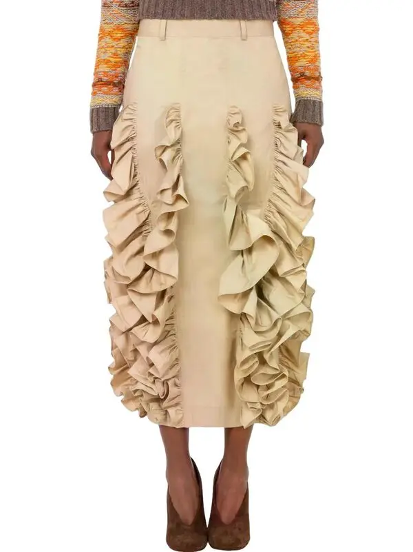 Moschino Ruffled Midi Skirt - Neutrals