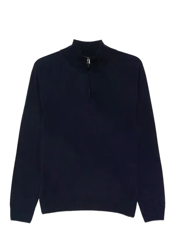 Canali Quarter-zip Knitted Sweater - Blue