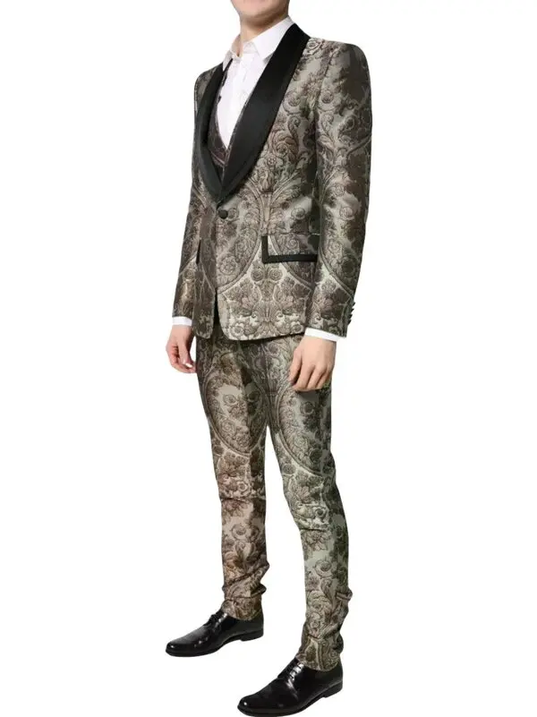 Dolce & Gabbana Baroque-jacquard Three-piece Suit - Grey