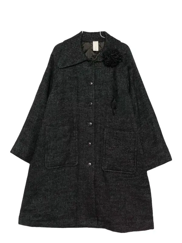 Soh Floral-applique Single-breasted Coat - Grey