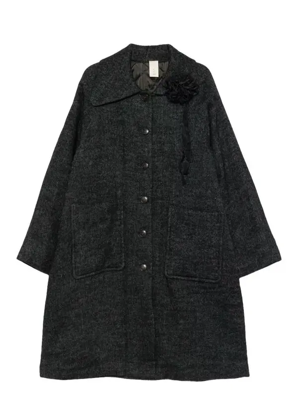 Soh Floral-applique Single-breasted Coat - Grey