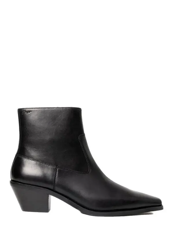 BOSS Pointed-toe Leather Ankle Boots - Black