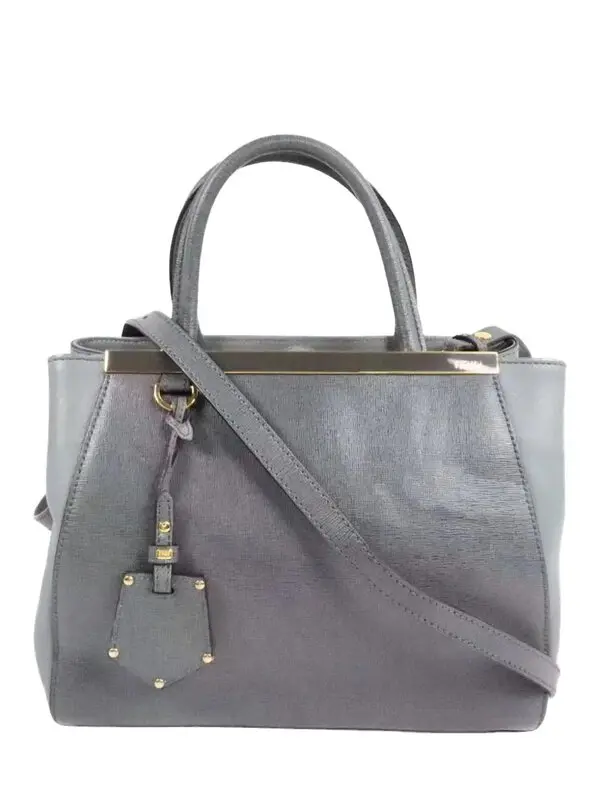 Fendi 2 Jours Leather Tote Bag - Grey