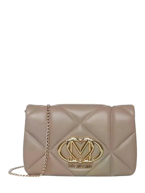 Moschino Quilted Logo-plaque Shoulder Bag - Neutrals