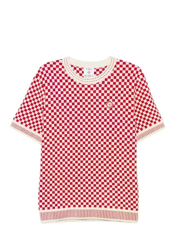 Casablanca Checkered Knit T-shirt - Red