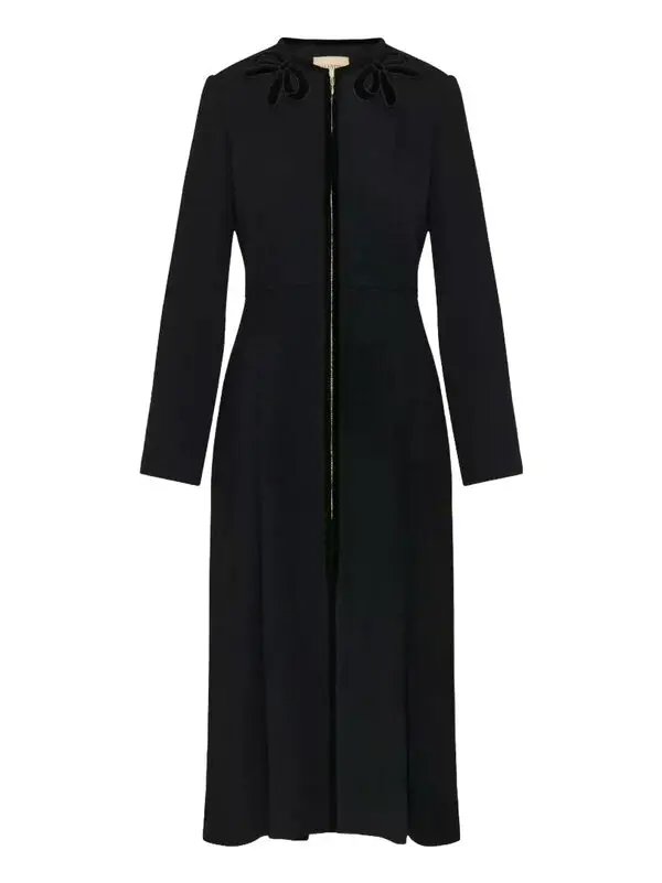Valentino Garavani Bow-embellished Zip-fastening Coat - Black