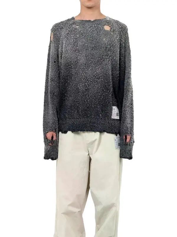 Mihara Yasuhiro Sun Faded Distressed Sweater - Grey