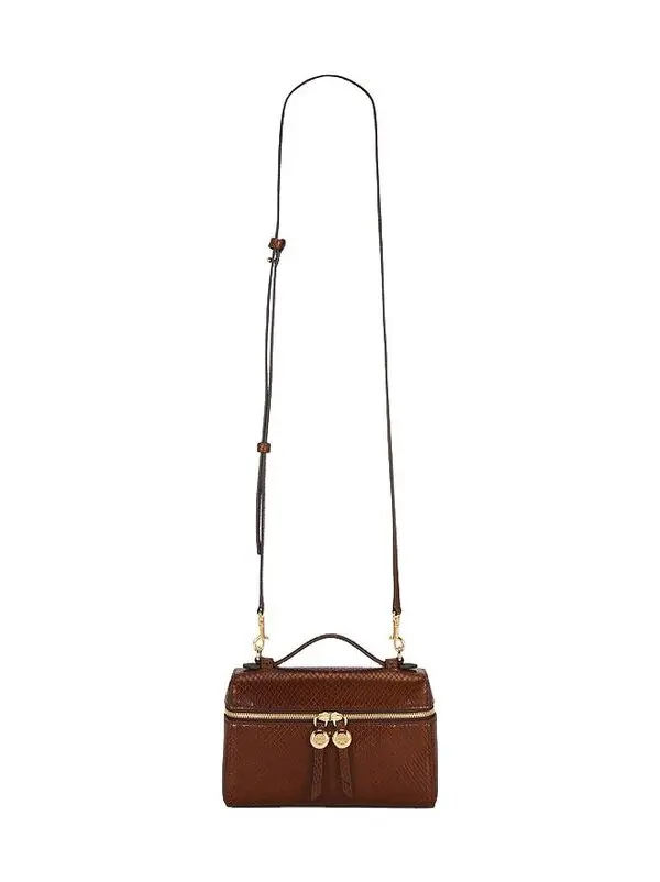 Tory Burch Romy Embossed Slim Top Handle Bag - Brown