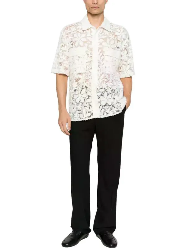 Simkhai Floral-lace Short-sleeve Shirt - White
