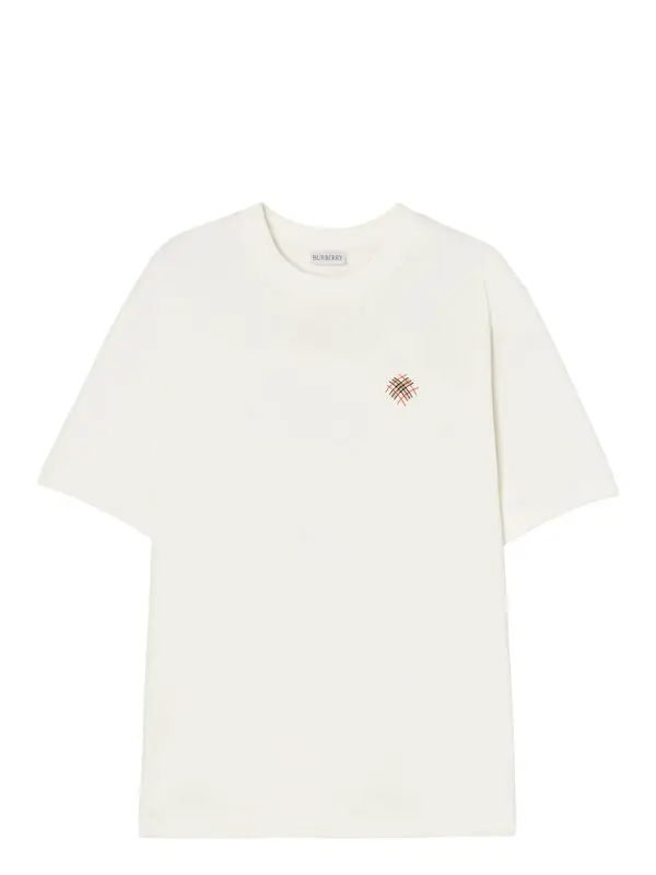 Burberry Cotton Embroidered Logo T-shirt - Beige