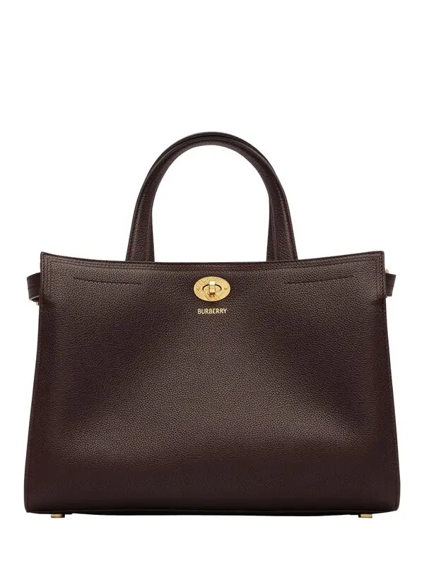 Burberry Small Leather Cotswolds Check Tote Bag - Brown