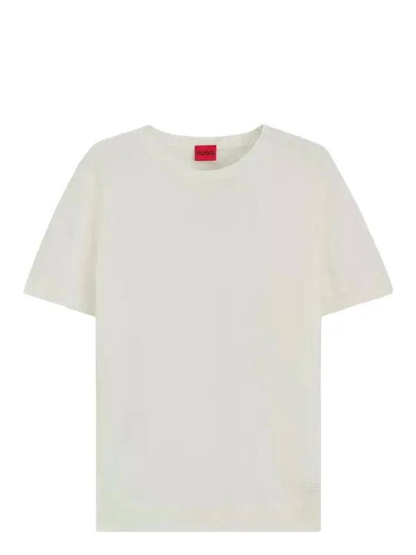 Hugo Short-sleeved Sweater In A Wool-cashmere Blend - Neutrals