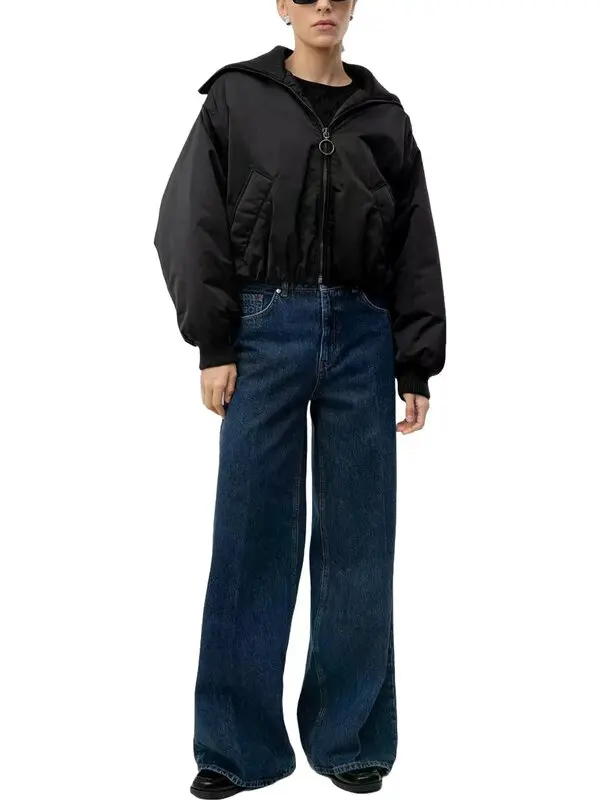 Hugo Padded Bomber Jacket In Satin - Black