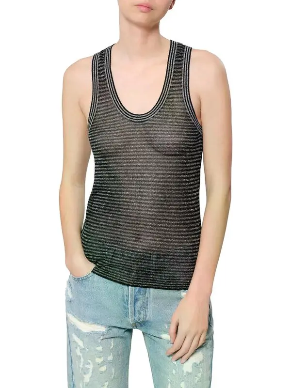 Isabel Marant Étoile Cevara Metallic Striped Top - Black