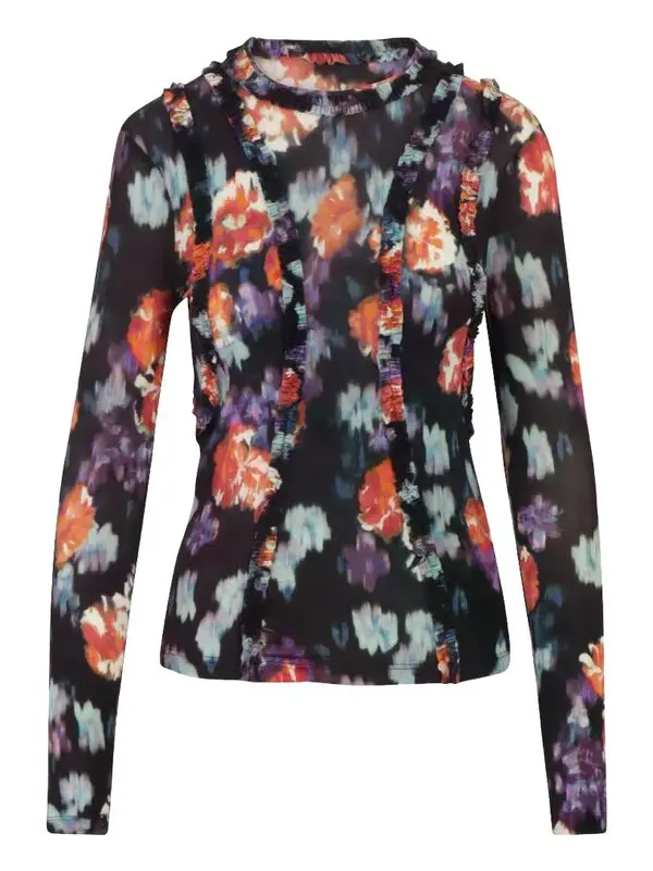 Ulla Johnson Ruffled Floral-print Top - Black