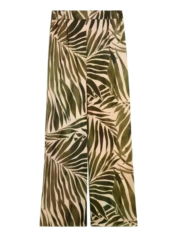 PENNYBLACK Leaf-print Wide-leg Trousers - Neutrals