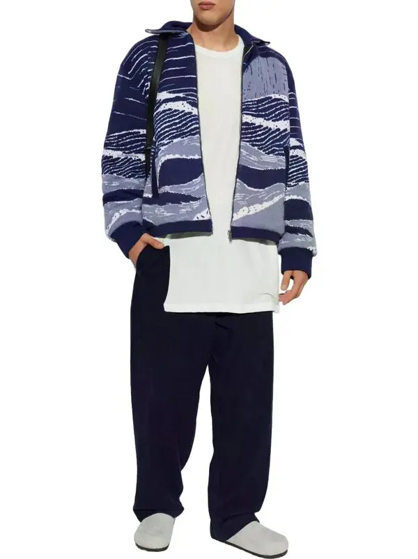 LANEUS Zip-up Cardigan - Blue