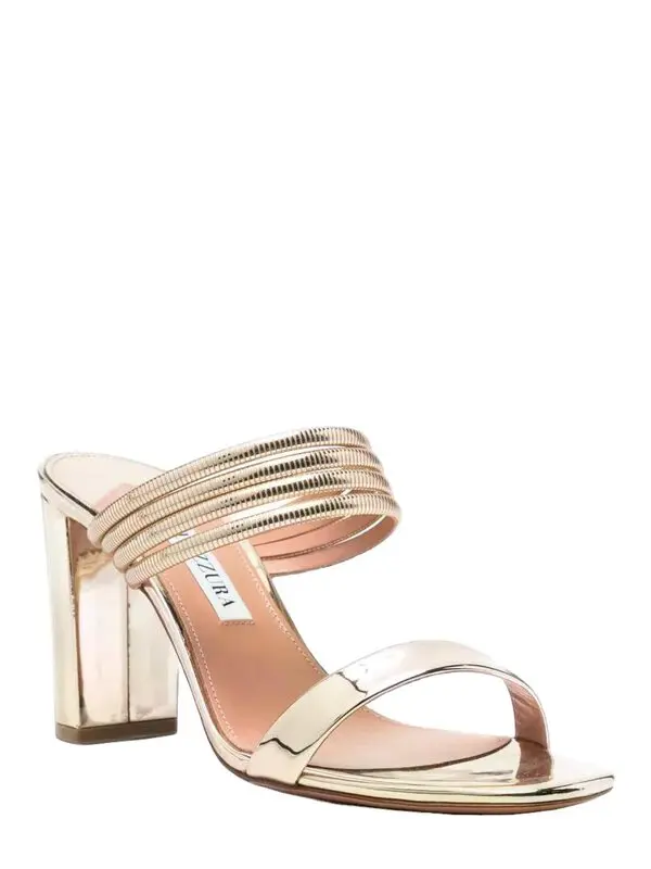 AQUAZZURA Tubular-strap Metallic Mules - Gold