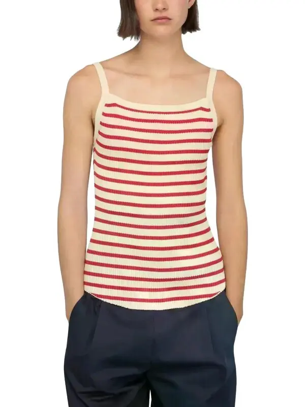 SEMICOUTURE Striped Ribbed-knit Tank Top - Neutrals