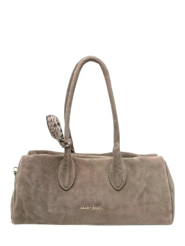 MARC ELLIS Suede Logo-lettering Tote Bag - Neutrals