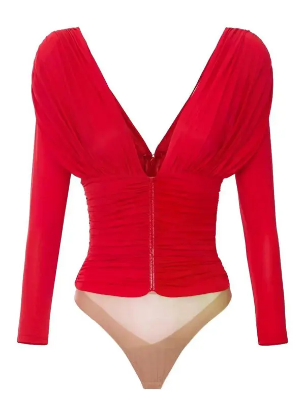 Elisabetta Franchi Bodysuit In Lightweight Crêpe Jersey Fabric - Red