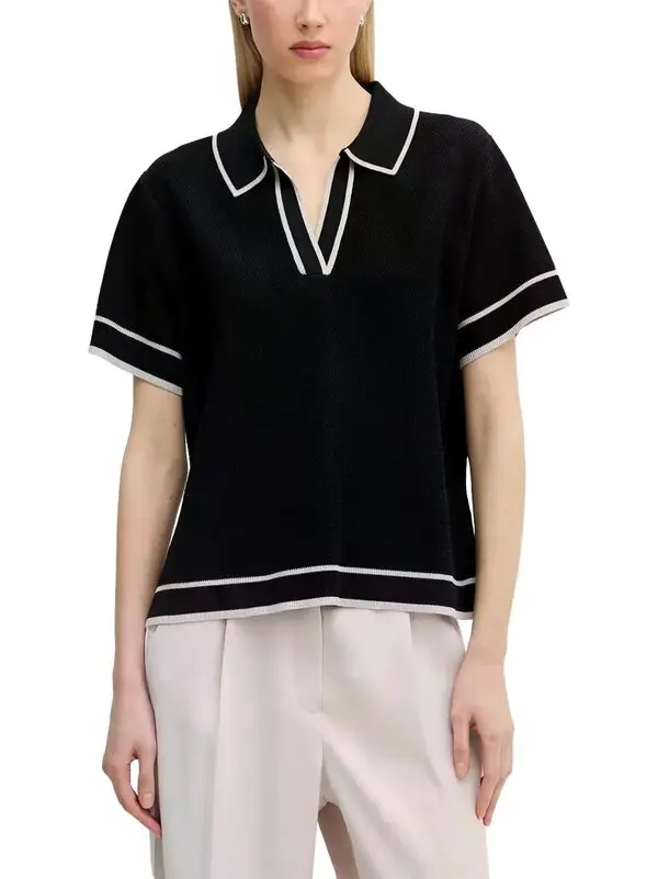 MARC AUREL Stripe-trim Knitted Polo Sweater - Black