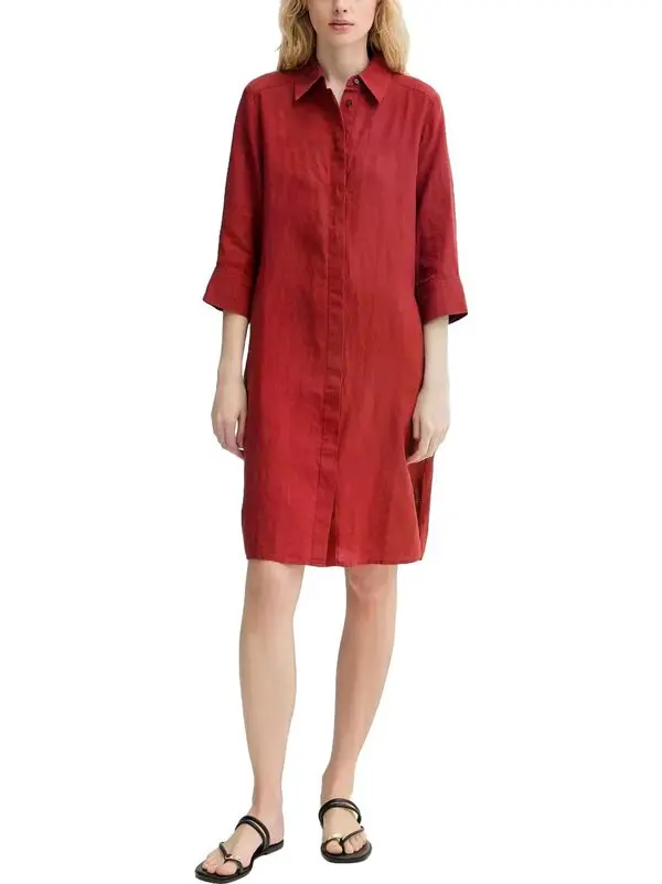 Marc O'polo Button-down Linen Shirt Mini Dress - Red
