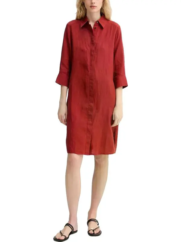 Marc O'polo Button-down Linen Shirt Mini Dress - Red