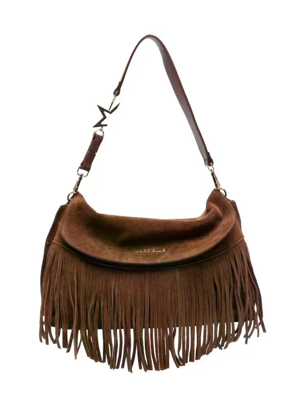 MARC ELLIS Fringe-trim Suede Shoulder Bag - Brown