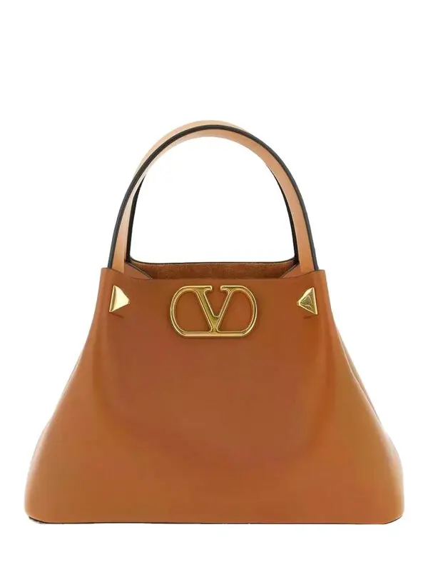 Valentino Garavani Small Logo Leather Tote Bag - Brown