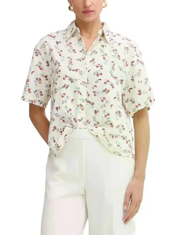 Marc O'polo Floral-print Seersucker Shirt - Neutrals