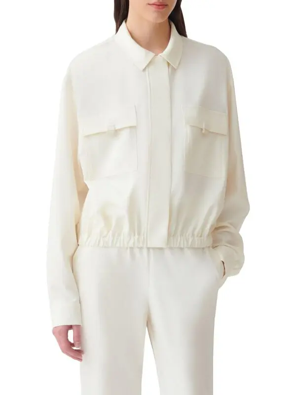 Fabiana Filippi Viscose Blend Bomber Jacket With Applied Patch Pockets - Butter