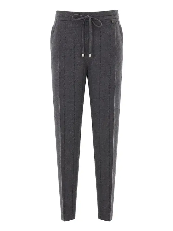 Fabiana Filippi Striped Straight-leg Wool-blend Jogger Pants - Grey