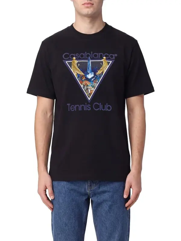 Casablanca Graphic Print Organic Cotton Crewneck T-shirt - Black