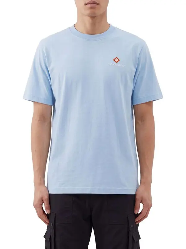 Casablanca Graphic Print Organic Cotton Crewneck T-shirt - Blue