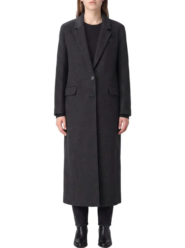 Isabel Marant Étoile Single-breasted Long Coat In Wool And Cashmere With Lapels - Grey