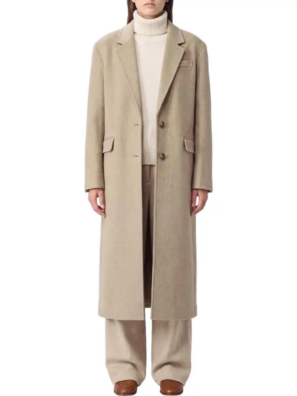 Isabel Marant Étoile Single-breasted Long Coat In Wool And Cashmere With Lapels - Sand