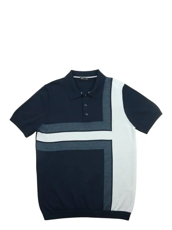 EIGHT X Alignt Short Sleeve Knit Polo Navy/white - Blue
