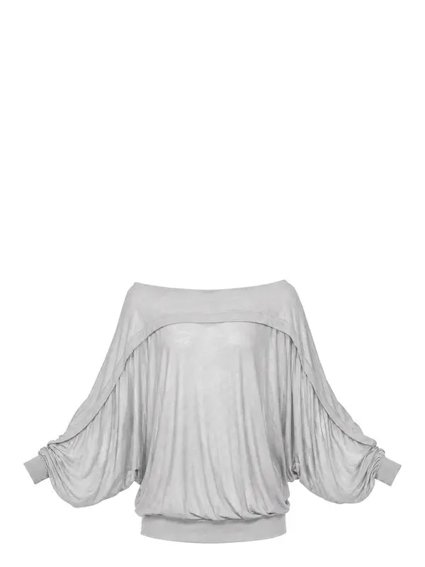 YOGI8APPAREL Oversized Off The Shoulder Top - Grey