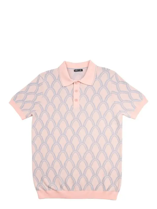 EIGHT X Arc Jacquard Knit Short Sleeve Polo - Pink